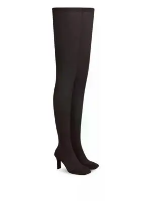 COURREGES Square-toe Mesh Thigh High Boots - Brown