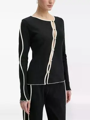 RÉSUMÉ Button-up Cardigan With Contrasting Trim - Black