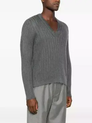 Fendi Ribbed Knit V-neck Sweater