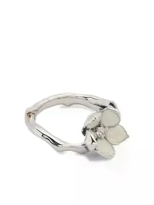 SHAUN LEANE Sterling White Diamond Flower Ring - Silver
