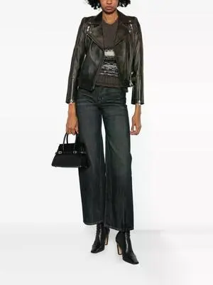 SWORD 6644 Zip-up Leather Jacket