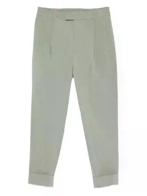 HOSIO Pleated Trousers With Cuffed Hem - Green