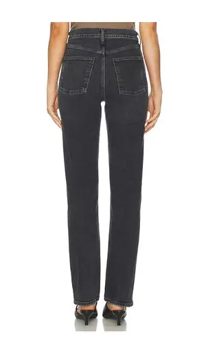AGOLDE 90s Pinch Waist High Rise Long Straight Jeans - Black