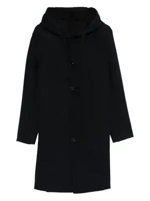 LARDINI Virgin Wool Single-breasted Coat - Black