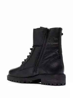 Geox Lace-up Leather Boots With Side Buckle And Zip Fastening