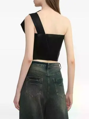 JUUN.J One-shoulder Crop Top With Bow Detailing