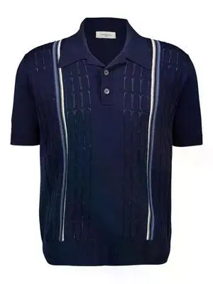 PIACENZA CASHMERE 1733 Short-sleeve Cotton Polo Shirt - Blue