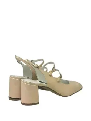 CAREL 60mm Patent Slingback Pumps With Buckle Fastening - Neutrals