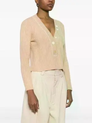 A TENTATIVE ATELIER Cropped Button-fastening V-neck Jumper