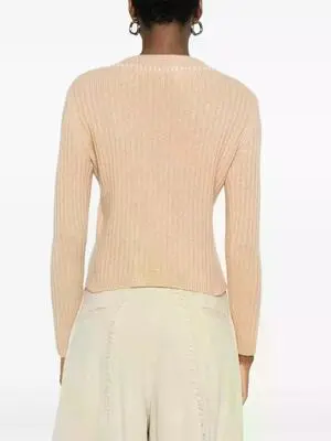 A TENTATIVE ATELIER Cropped Button-fastening V-neck Jumper