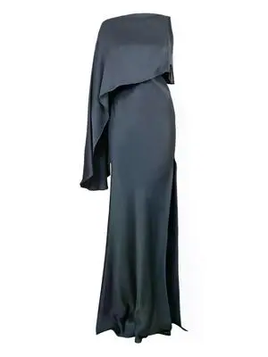 Lapointe Draped Asymmetric-sleeve Gown - Blue