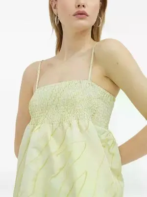 GESTUZ Shirred Bodice Dress - Yellow
