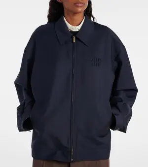 Miu Miu Mohair And Wool Blouson Jacket - Blue
