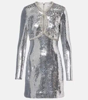 Rebecca Vallance Blythe Sequined Mini Dress - Silver