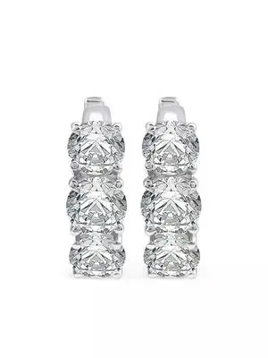 TILLA 14k White Gold Diamond Huggie Earrings - Silver