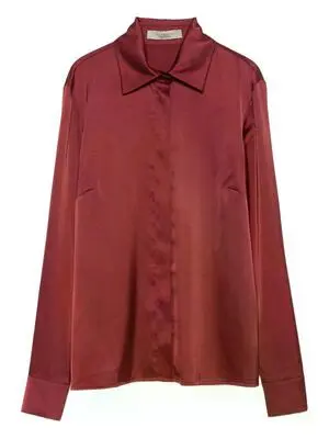 D.exterior Classic Collar Satin Shirt - Red