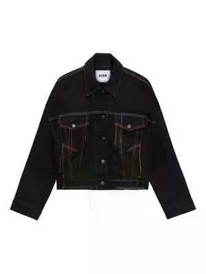 MSGM Denim Jacket With Contrasting Topstitching - Black