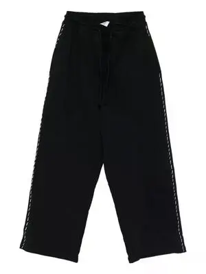 GLASS CYPRESS Cotton Wide-leg Trousers - Black