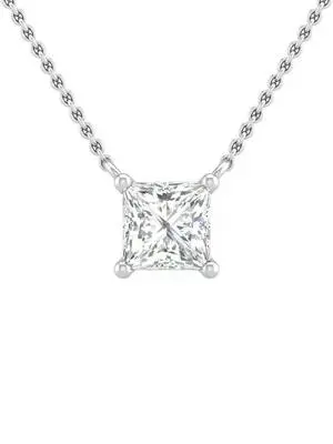 TILLA 14k White Gold Princess-cut Diamond Solitaire Necklace - Silver
