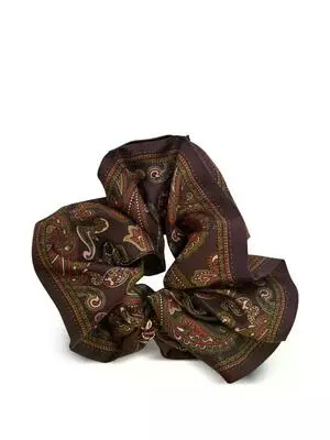 Saint Laurent Paisley Silk Scrunchie - Brown
