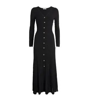 Sandro Knit V-neck Midi Dress - Black