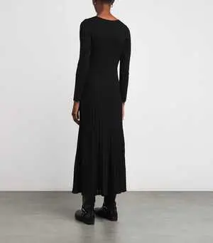 Sandro Knit V-neck Midi Dress - Black