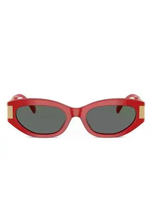 Versace Oval Frame Sunglasses With Gold-tone Temple Details - Red