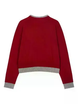 STUDIO TOMBOY Two-tone Logo Embroidery Cardigan - Red