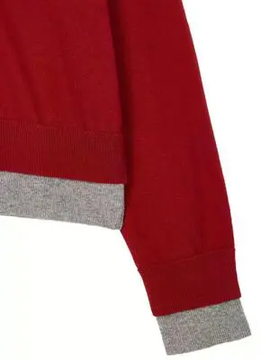 STUDIO TOMBOY Two-tone Logo Embroidery Cardigan - Red