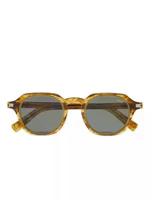 Zegna Round Frame Sunglasses With Acetate Frame And Titanium Detail - Brown