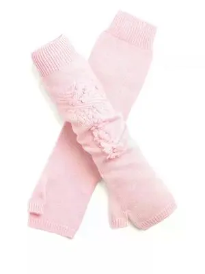 BARRIE Embossed Detail Fingerless Gloves - Pink