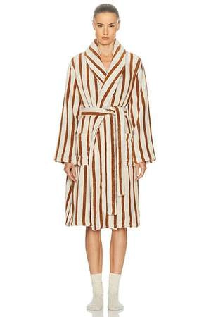 PARACHUTE Terry Stripe Robe - Bone & Tobacco