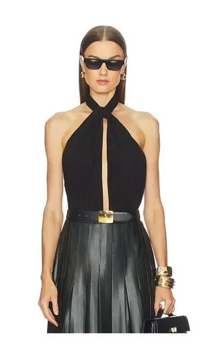 Ronny Kobo Concetta Halter Neck Bodysuit - Black