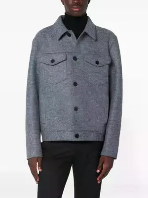 Harris Wharf London Wool Single-breasted Shirt Jacket - Blue