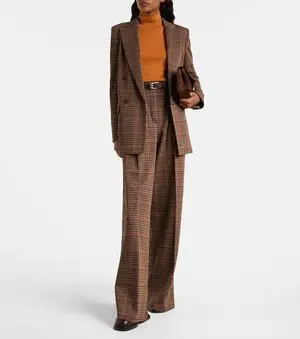 Max Mara Seggio Wool And Cotton Jersey Wide-leg Pants