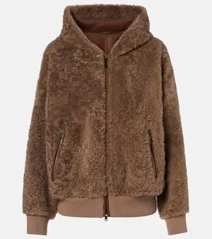 Brunello Cucinelli Shearling And Cashmere Hooded Jacket - Brown