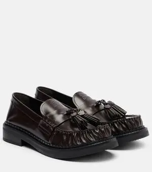 Miu Miu Leather Loafers With Tassel Detail - Brown