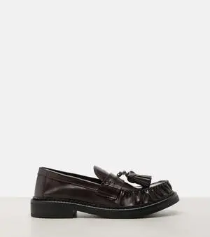 Miu Miu Leather Loafers With Tassel Detail - Brown