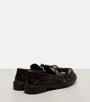 Miu Miu Leather Loafers With Tassel Detail - Brown