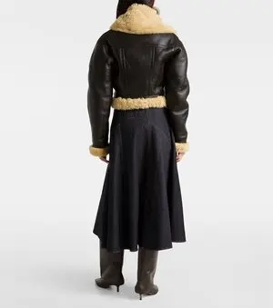 Jacquemus Aviatore Cropped Shearling-trimmed Leather Jacket
