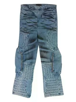 WHO DECIDES WAR Whiskering Effect Paneled Jeans