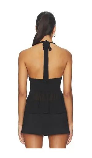 Superdown Embellished Halter Neck Top With Keyhole Detail