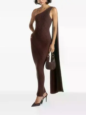 Manière De Voir Asymmetric Knit Maxi Dress With Scarf Detail