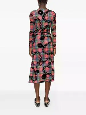 CHOPOVA LOWENA Tartan Chain Print Mesh Dress