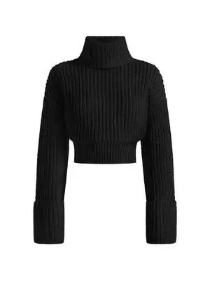 Manière De Voir Amaya Roll-neck Cuffed Knit Sweater - Black