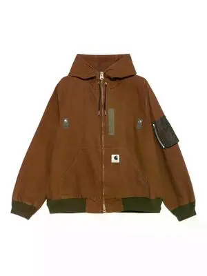 Sacai Zip-up Hooded Bomber Jacket - Brown