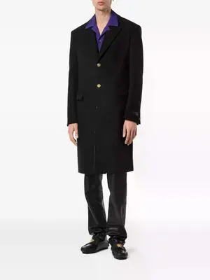 Versace Single-breasted Wool Coat - Black