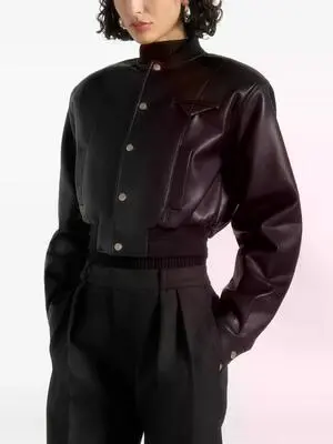 Manière De Voir Zina Faux-leather Wide-shoulder Bomber Jacket - Black