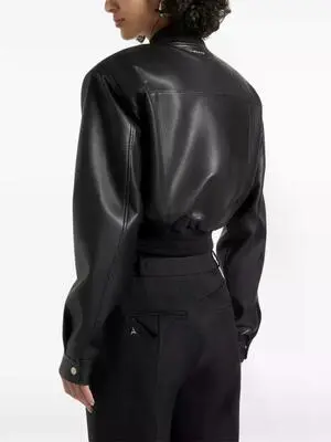 Manière De Voir Zina Faux-leather Wide-shoulder Bomber Jacket - Black