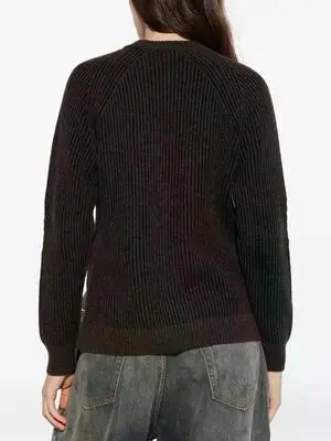 Sease Cashmere Ribbed Knit Round Neck Sweater